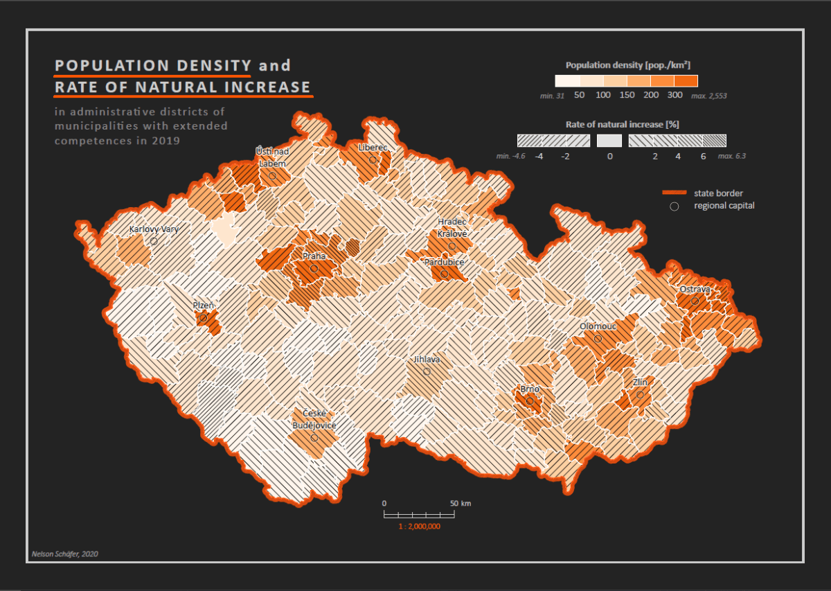 Choropleth Maps on the population of the Czech Republic – nellomaps